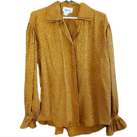 Capezio | Tops | Womens Capezio Pheasant Blouse Vintage Size M 0 Silk ...